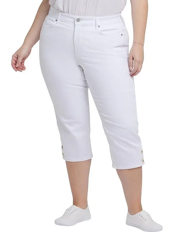 NYDJ Marilyn Buttoned Cuff Straight Crop Jeans - Optic White