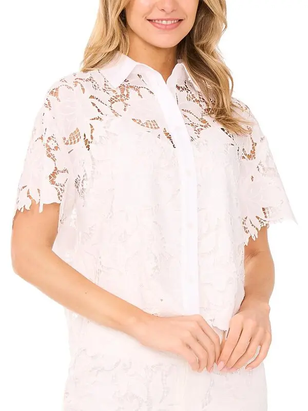 Ted Baker London Short Sleeve Lace Blouse - Ultra White