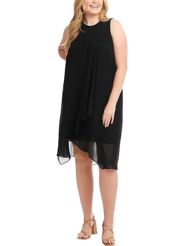 Karen Kane Sleeveless Draped Crossover Dress - Black