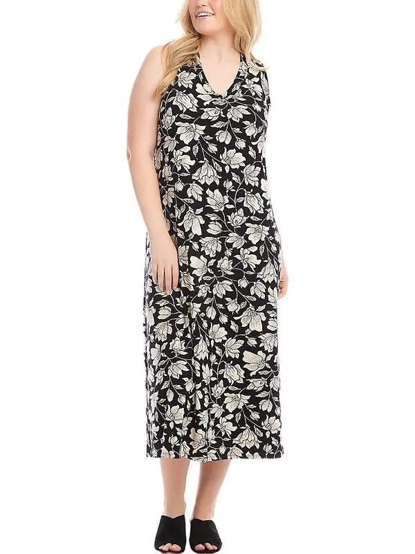 Karen Kane Sleeveless V-neck Midi Dress - Black
