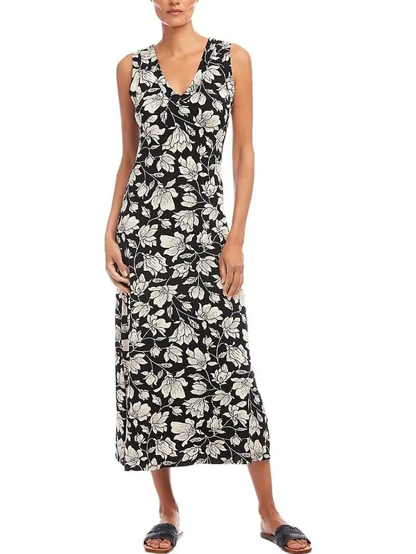 Karen Kane Sleeveless V-neck Midi Dress - Black