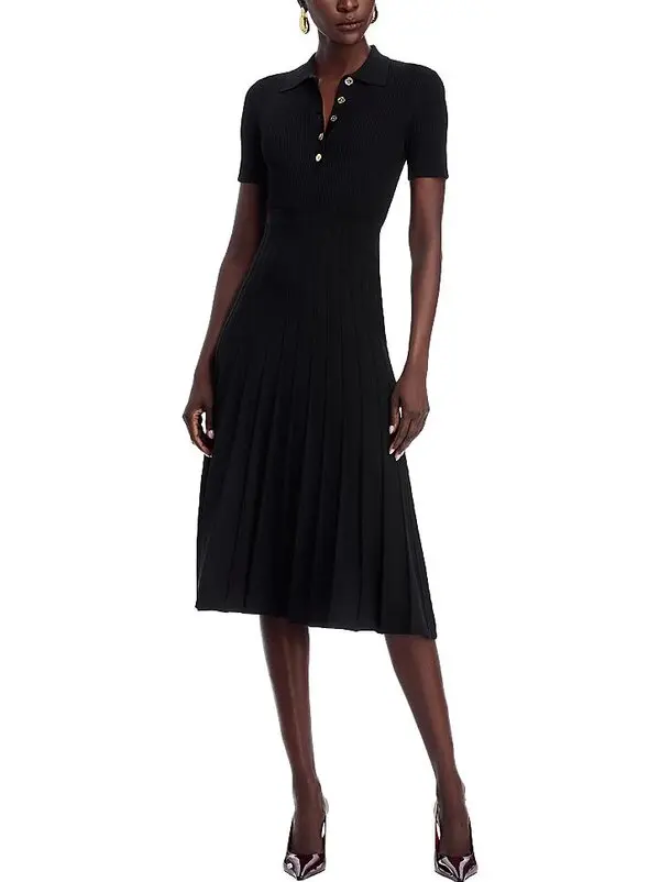 Michael Kors Fit & Flare Polo Midi Dress - Black