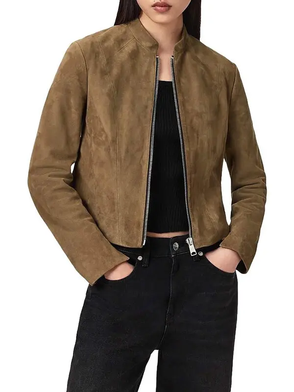 ALLSAINTS Sadler Suede Jacket - Walnut Brown