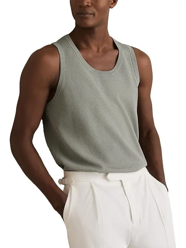 REISS Textured Tank Top - Sage Green