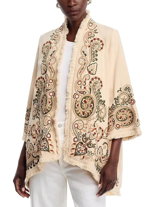 AREA STARS Paisley Embroidered Tunic Jacket - Tan