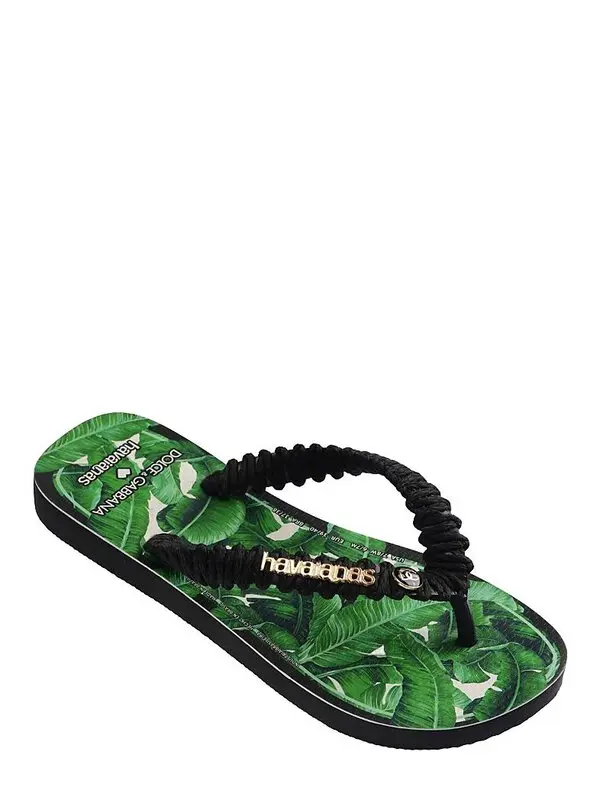 Havaianas X Dolce & Gabbana Floral Flip Flops - Black