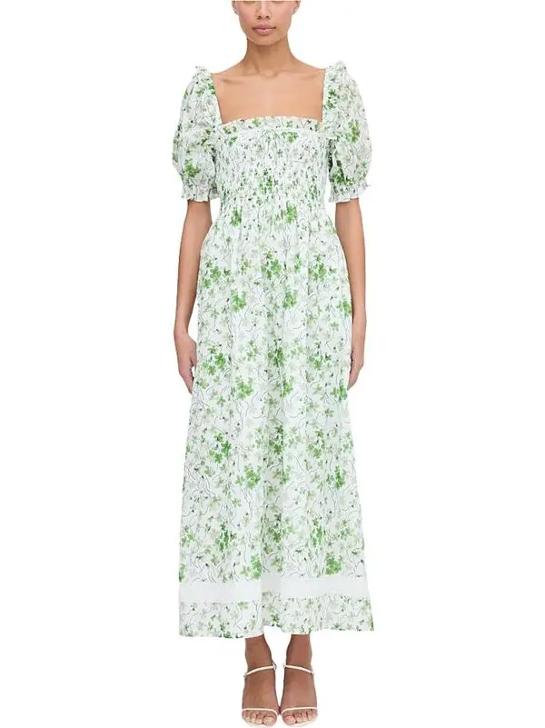 Hill House Home The Scarlett Midi Nap Dress - Green Sweet Peas
