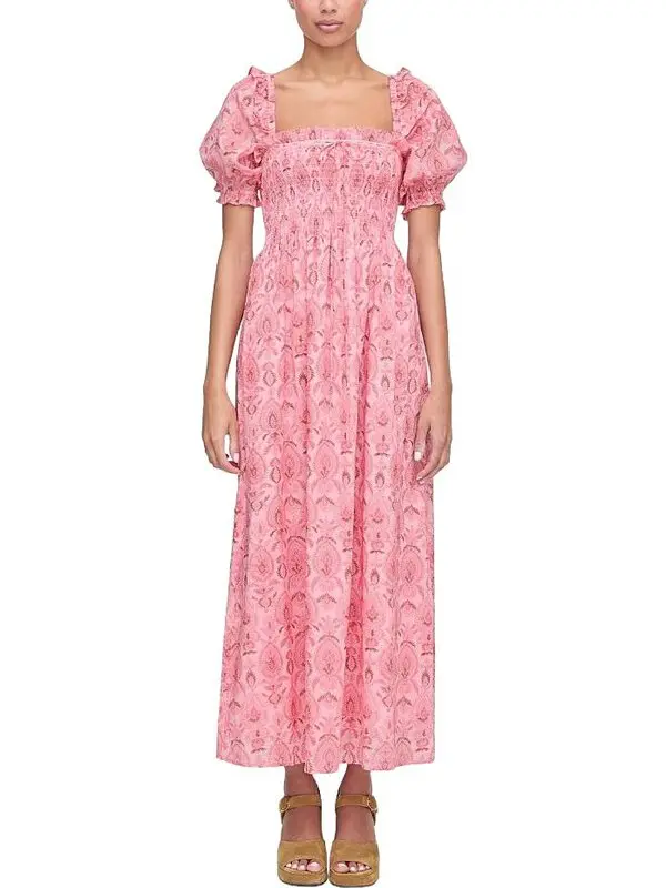 Hill House Home The Scarlett Midi Nap Dress - Pink Palm Ikat