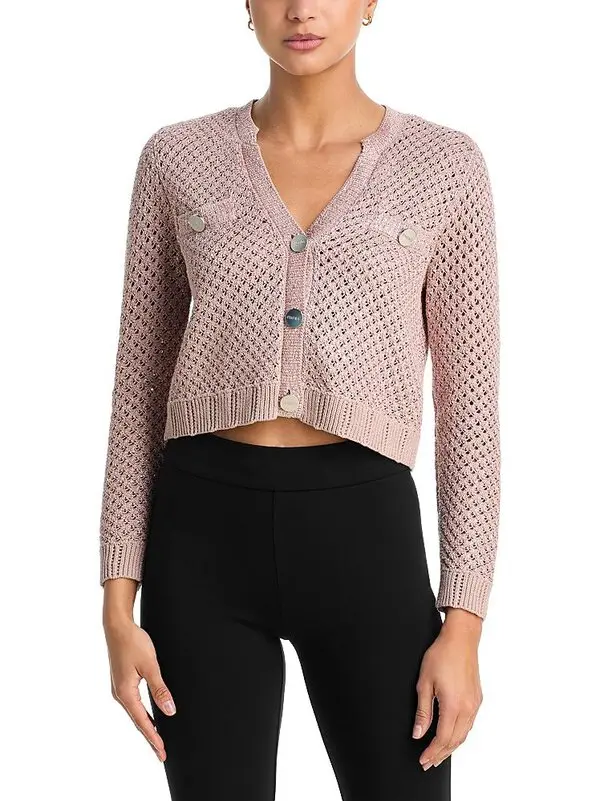L'Agence Blanca Cropped V-neck Cardigan - Adobe Rose