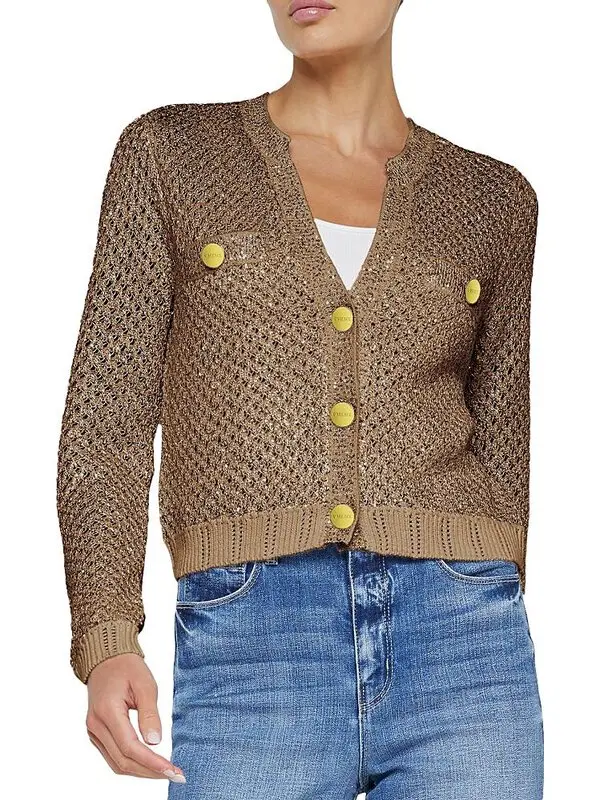L'Agence Blanca Cropped V-neck Cardigan - Dark Cappuccino