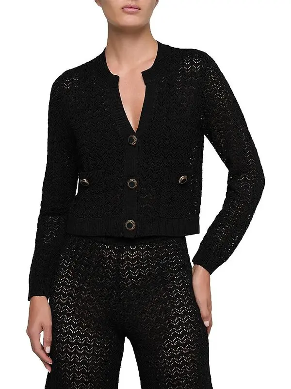 L'Agence Orla V-neck Cardigan - Black/gold