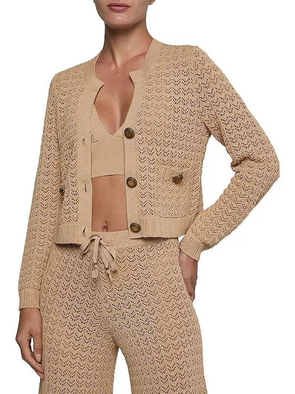 L'Agence Orla V-neck Cardigan - Light Cappuccino/gold