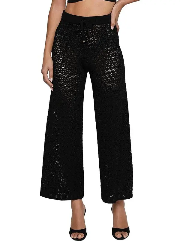L'Agence Gaelle Pointelle Knit Pants - Black