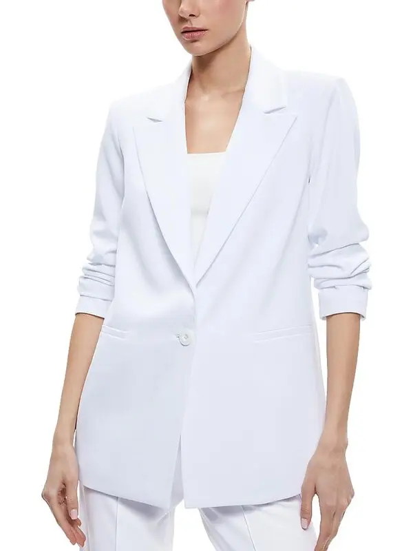 Alice + Olivia Denny Notch Collar Boyfriend Blazer - White