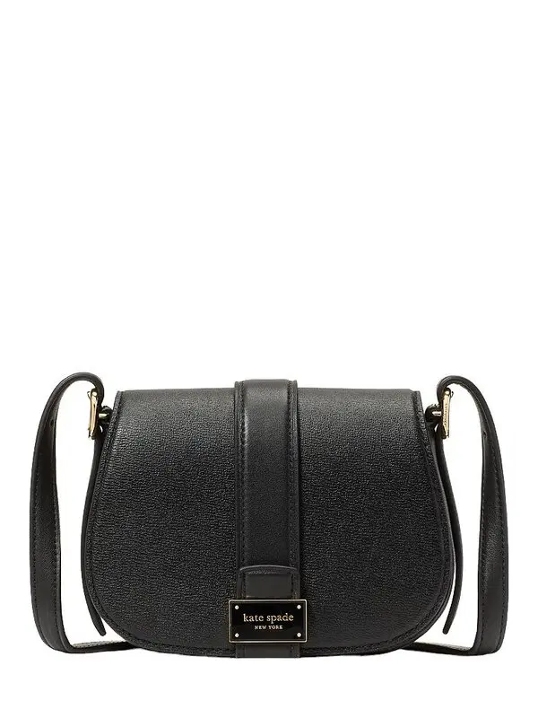 Kate Spade New York Textured Leather Mini Saddle Bag - Black