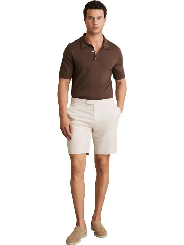 REISS Sketch Cotton-linen Tailored Shorts - Stone