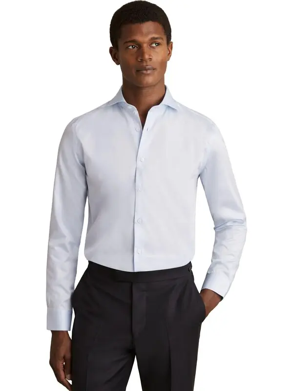 REISS Slim Storm Slim Fit Cotton-twill Two-fold Shirt - Soft Blue