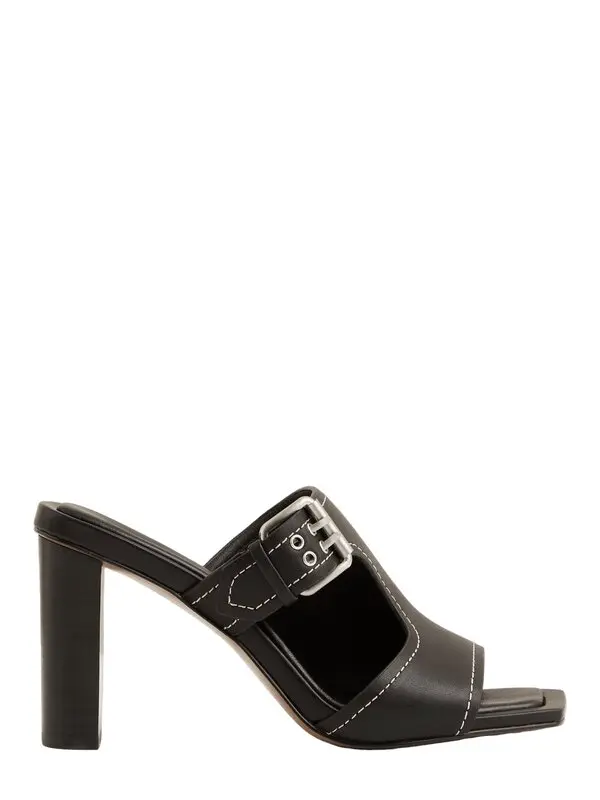 REISS Lydia Leather Buckle Sandals - Black