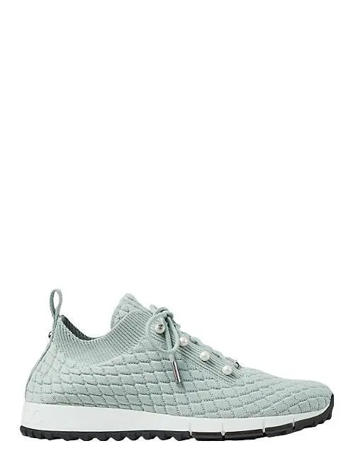 JIMMY CHOO Veles Diamond-texture Knitted Low-top Trainers - X Light Verde