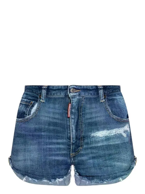 Dsquared2 Ripped Denim Shorts - Blue