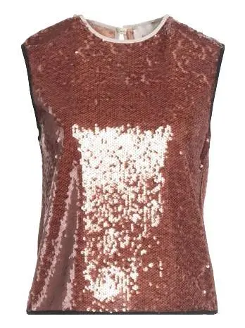 ALYSI Sleeveless Crewneck Sequin Top - Rust