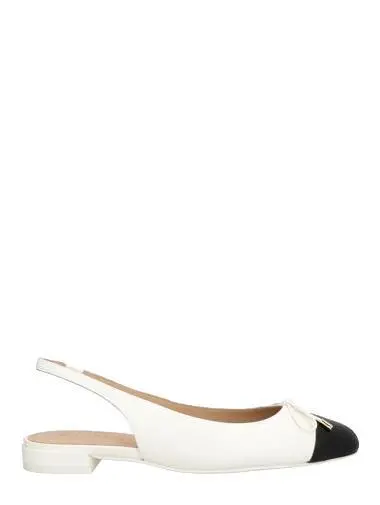 STUART WEITZMAN Leather Slingback Ballet Flats - White