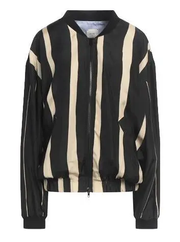 ALYSI Striped Bomber Jacket - Black