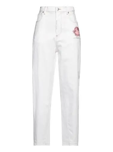 Marni Cotton-elastane Tapered Jeans With Leather Detail - White