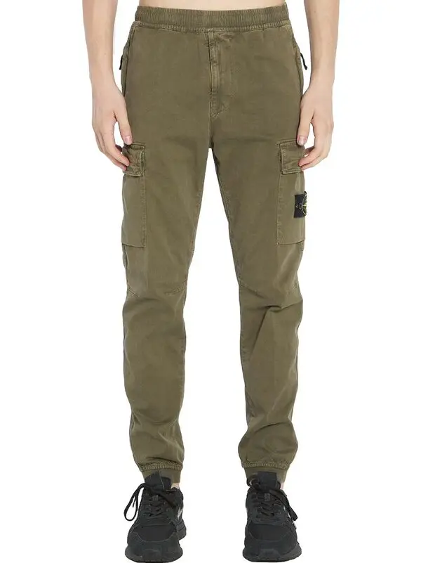 Stone Island Stretch Organic Cotton Twill Cargo Pants - Green