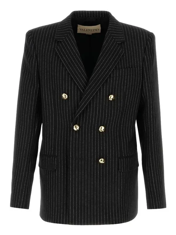 Valentino Garavani Pinstripe Double-breasted Jacket - Black
