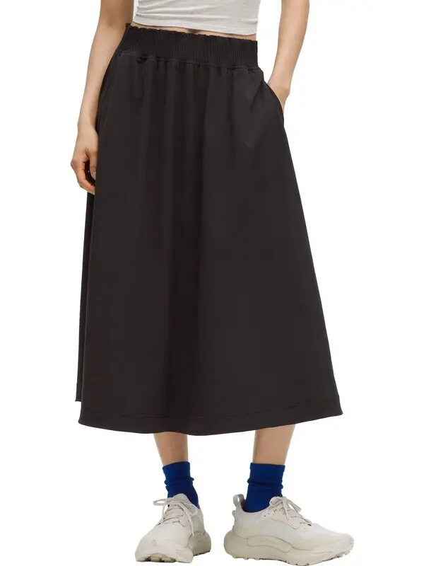 Lululemon Stretch Woven Ruffle-waist Midi Skirt - Black