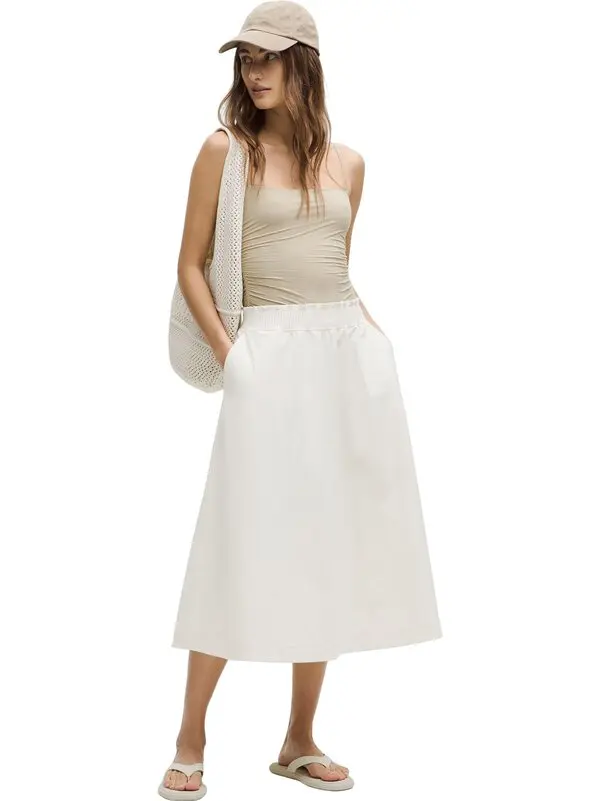 Lululemon Stretch Woven Ruffle-waist Midi Skirt - Light Ivory
