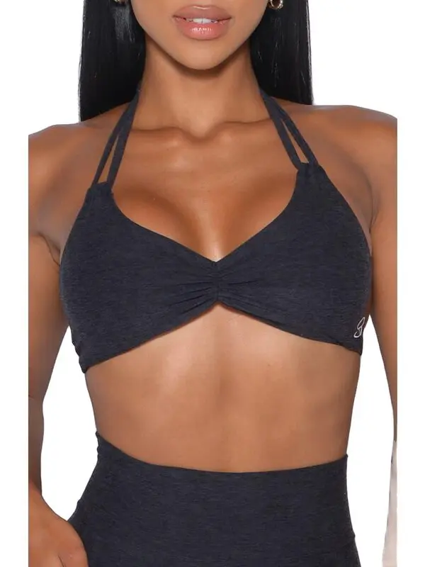 BOMBSHELL SPORTSWEAR Butterfly Sports Bra - Heathered Black