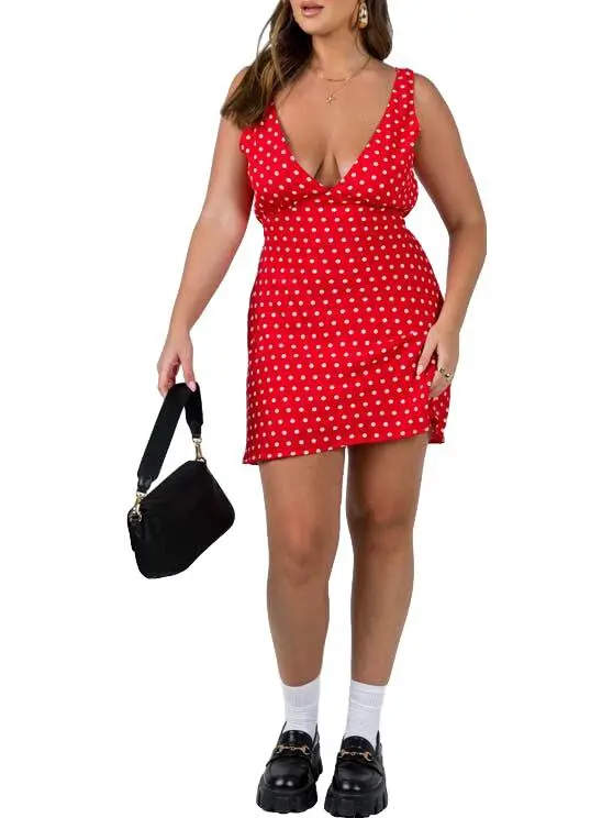 Princess Polly Nellie Dot Sleeveless Mini Dress - Red Polka Dot