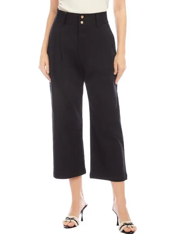 Fifteen Twenty Sadie High-waist Cropped Wide-leg Pants - Black