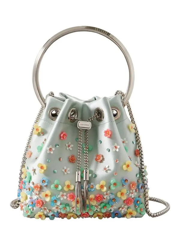 JIMMY CHOO Bon Bon Embellished Bucket Bag - Green