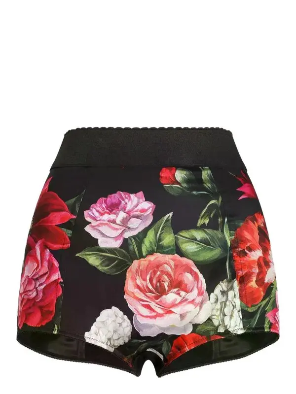 Dolce & Gabbana Floral-print Thigh-length Shorts - Black