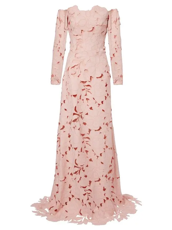 Costarellos Kasia Floral Lace Off-shoulder Gown - Pink