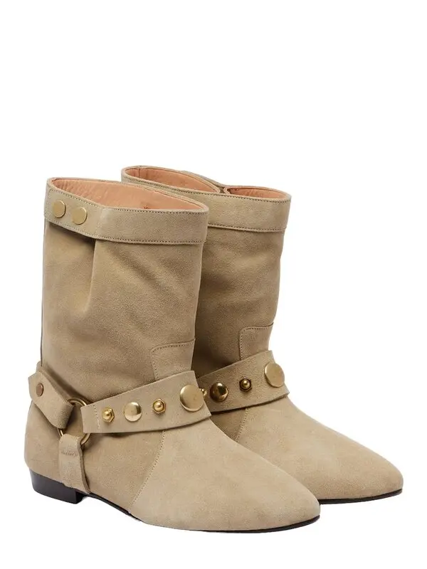 Isabel Marant Stania Suede Ankle Boots - Beige