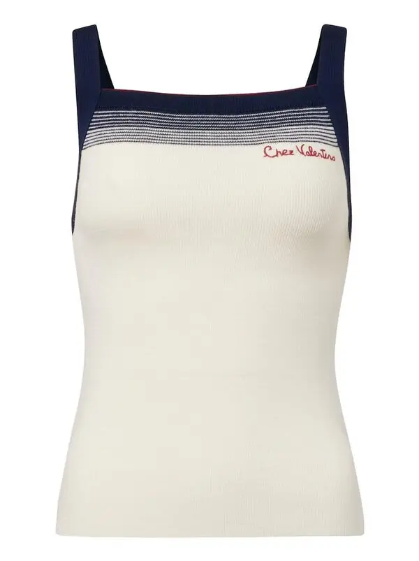 Valentino Garavani Chez Virgin Wool Tank Top - White