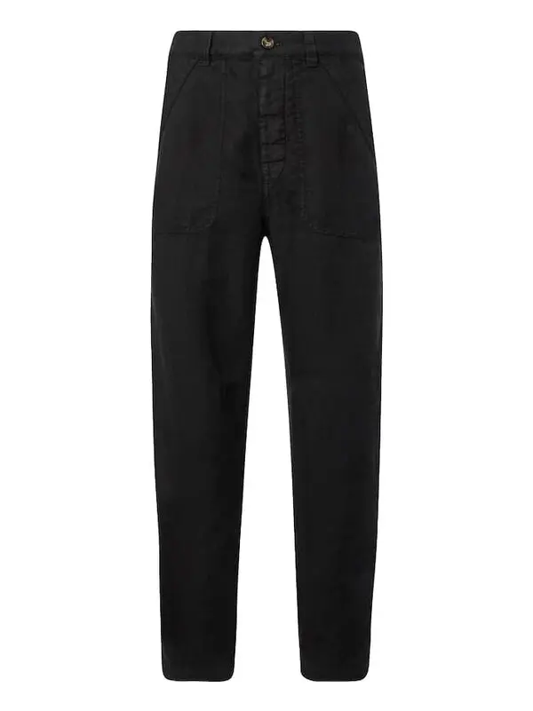 Brunello Cucinelli Linen Gabardine Tapered Pants - Black