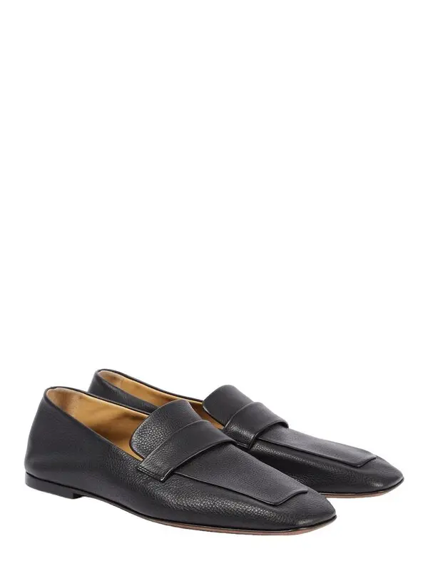 THE ROW Square Leather Loafers - Black