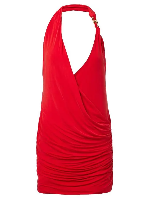 Balmain Draped Halterneck Mini Dress - Red