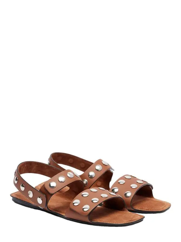 Khaite Boden Studded Leather Sandals - Brown