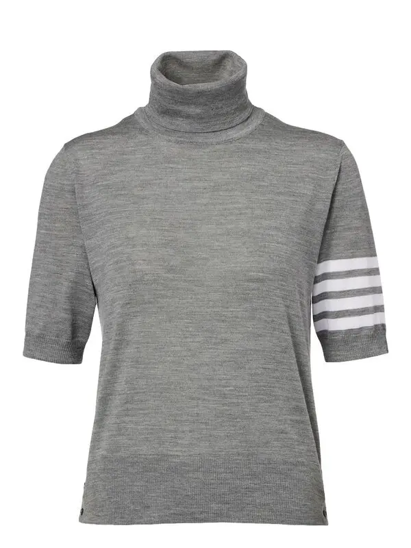 Thom Browne 4-bar Wool Turtleneck Sweater - Grey