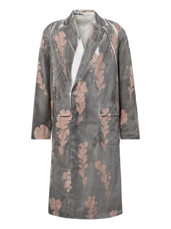 Dries Van Noten Printed Double-breasted Cotton Coat - Grey