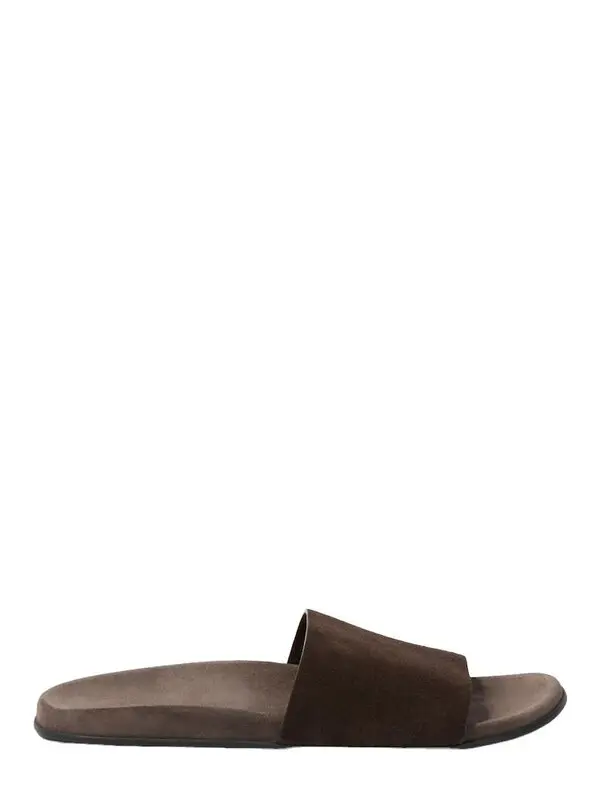 THE ROW Hugh Suede Slides - Brown