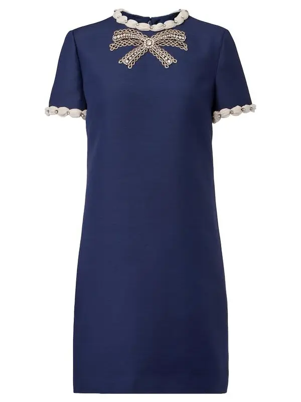 Valentino Garavani Crepe Couture Embellished Minidress - Blue