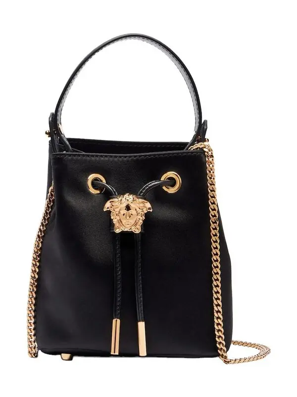 Versace La Medusa Mini Satin Bucket Bag - Black