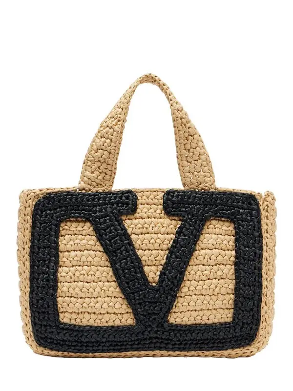 Valentino Garavani Viva Superstar Small Raffia Tote Bag - Beige